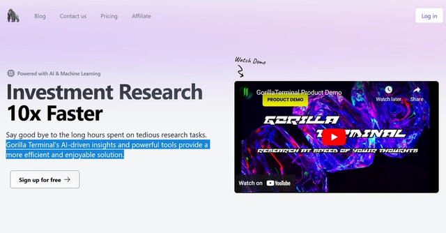 GorillaTerminal AI - AI powered bloomberg terminal alternative