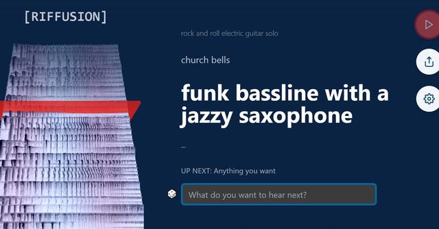 Riffusion - Create music from text with styles, instruments, modifiers and genres.