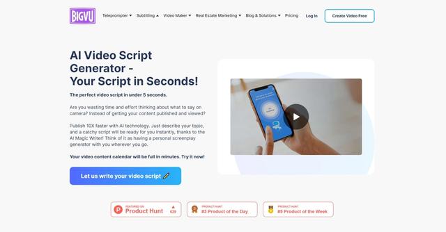AI Magic Writer - Assisted video script creation.