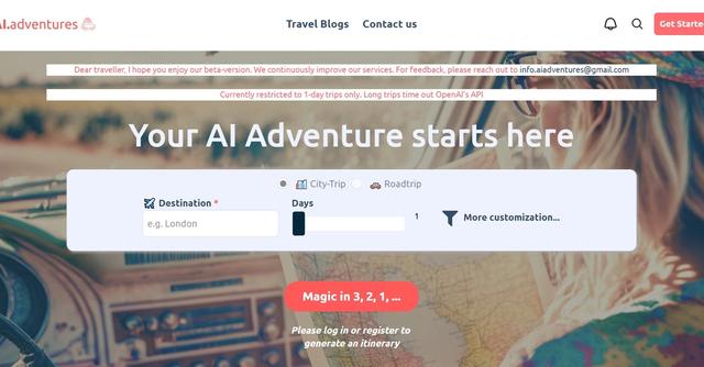 AI-Adventures - Effortlessly plan your next trip with AI-Adventures