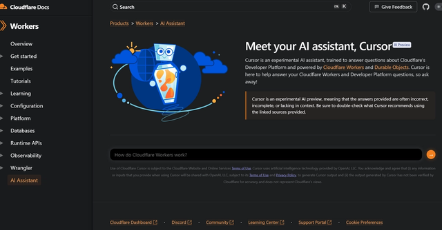 CursorAI - Cursor is here to assist with your Cloudflare Workers and Developer Platform questions