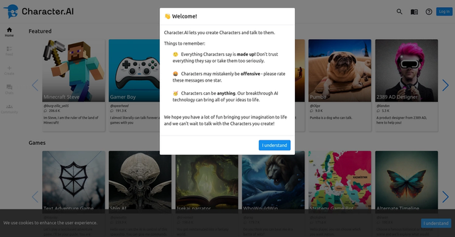 Character AI - Character.AI lets you create Characters and talk to them.