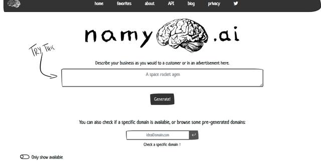 Namy ai - Simple tool to generate domain name ideas