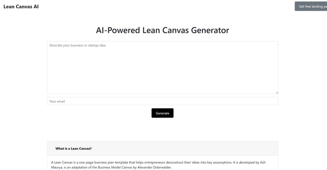 Lean Canvas AI - Elevating Business Planning with AI-Powered Lean Canvases